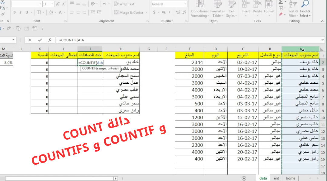 شرح دالة COUNT و COUNTIF و COUNTIFS بطريقة سهلة ومبسطة - نستفيد السعودية